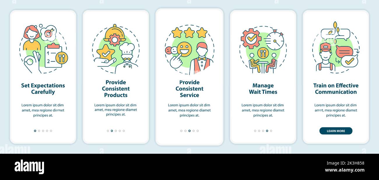 Restaurant customer service onboarding mobile app screen Stock Vector ...