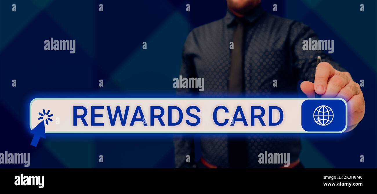 Hand writing sign Rewards Card. Business showcase Help earn cash points ...