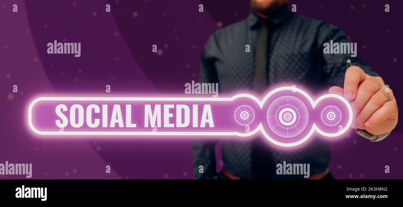 Text caption presenting Social Media. Business approach Online ...