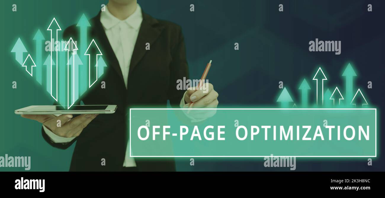 Hand writing sign Off Page Optimization. Concept meaning Website ...