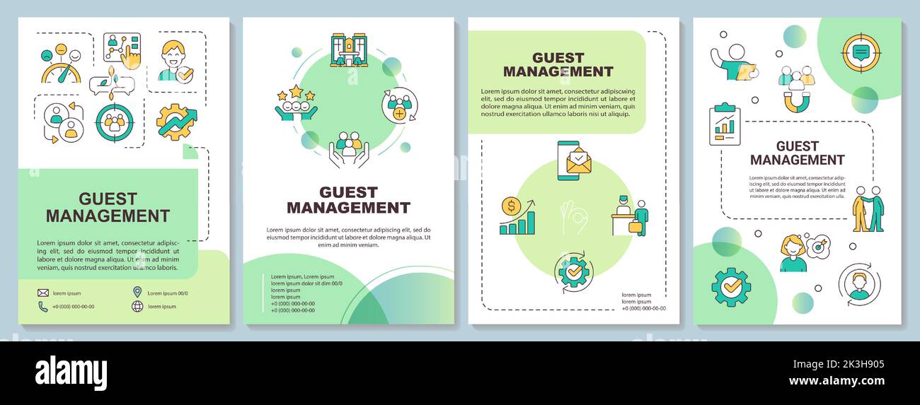 Guest service management green brochure template Stock Vector Image ...