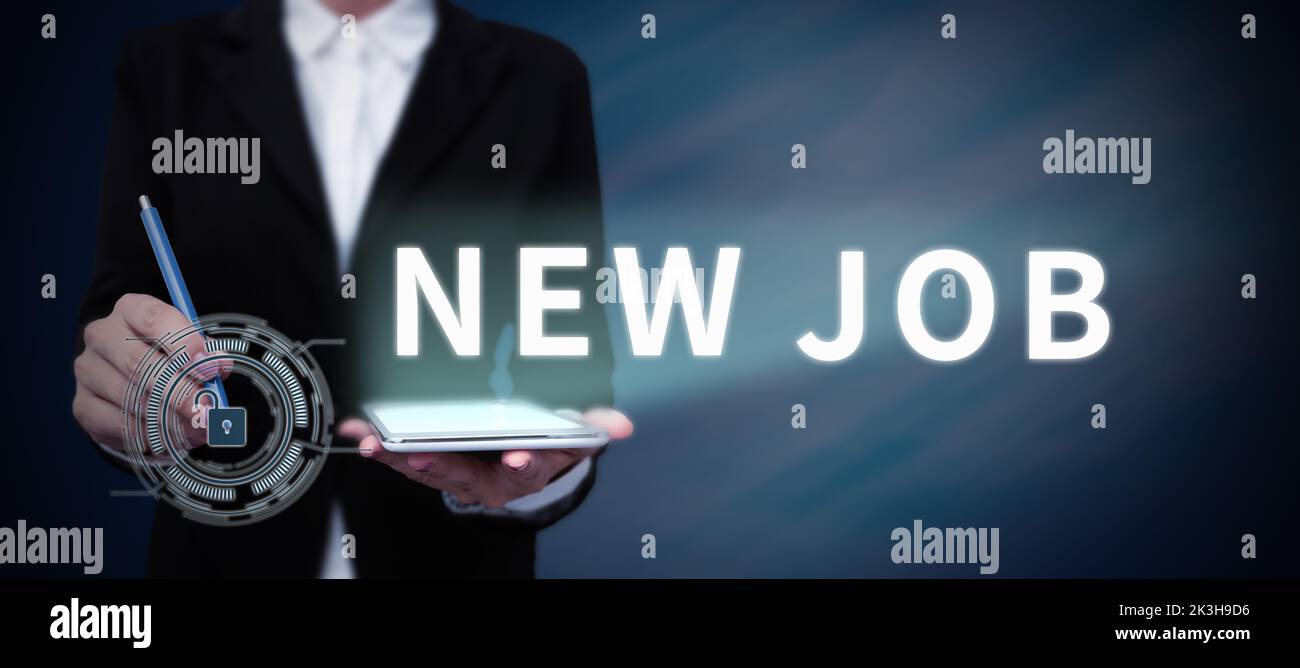 Text showing inspiration New Job, Concept meaning signing contract ...
