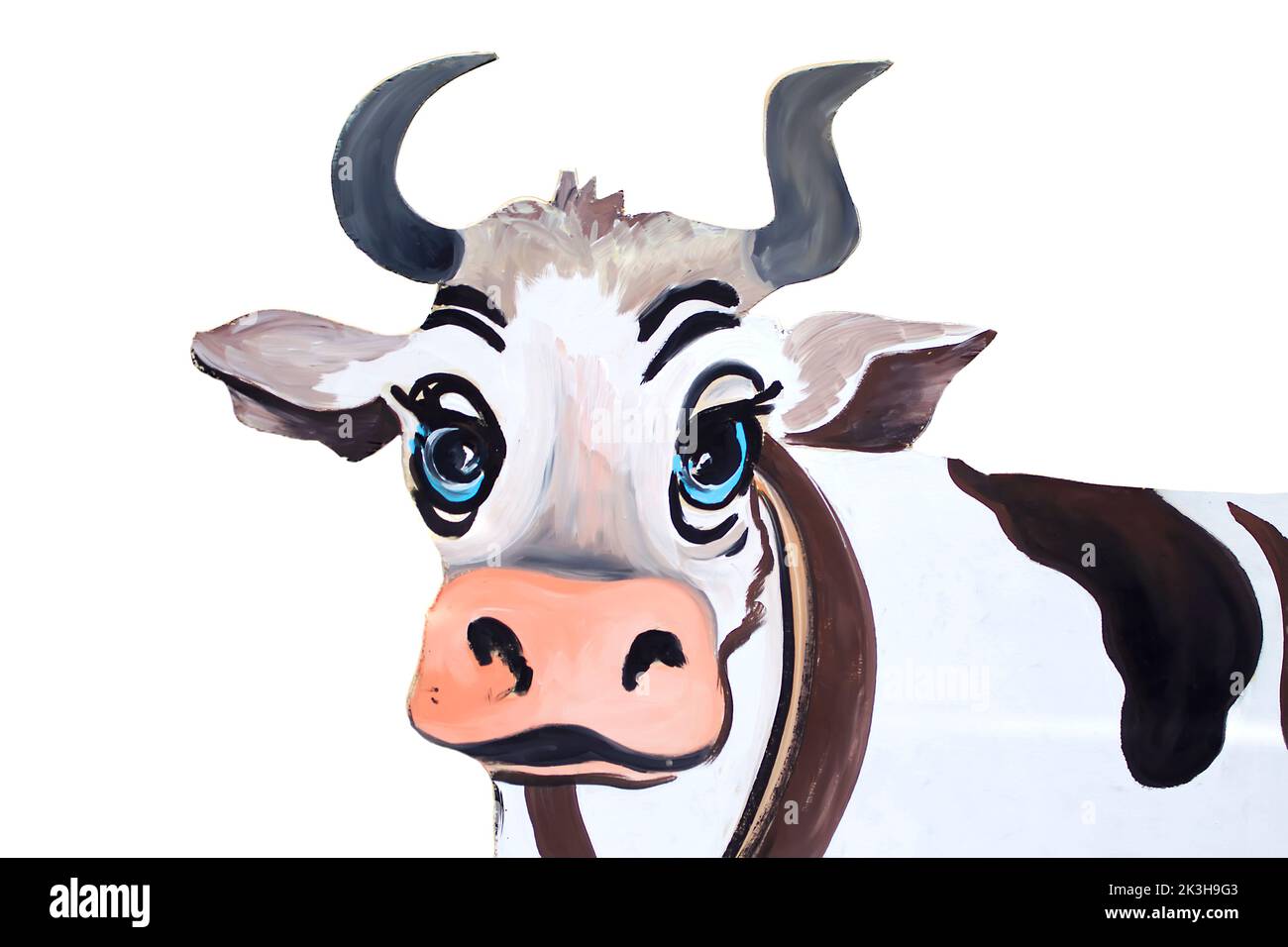 Drawing of a cartoon cow on a white background Stock Photo - Alamy