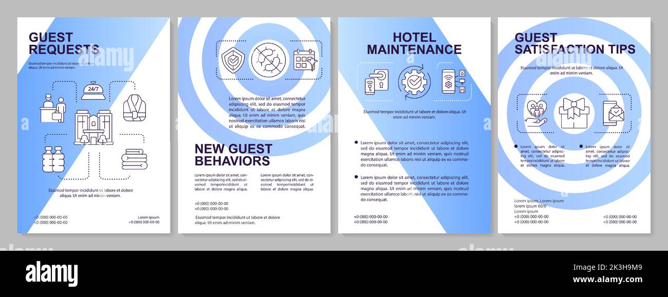 Guest experience in hotel blue gradient brochure template Stock Vector ...