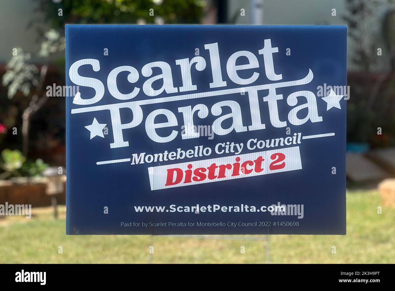 A campaign sign endorsing the election of Scarlett Peralta to ...