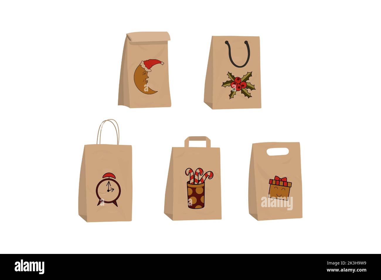 Paper Christmas craft packages set. Vector illustration image Stock ...