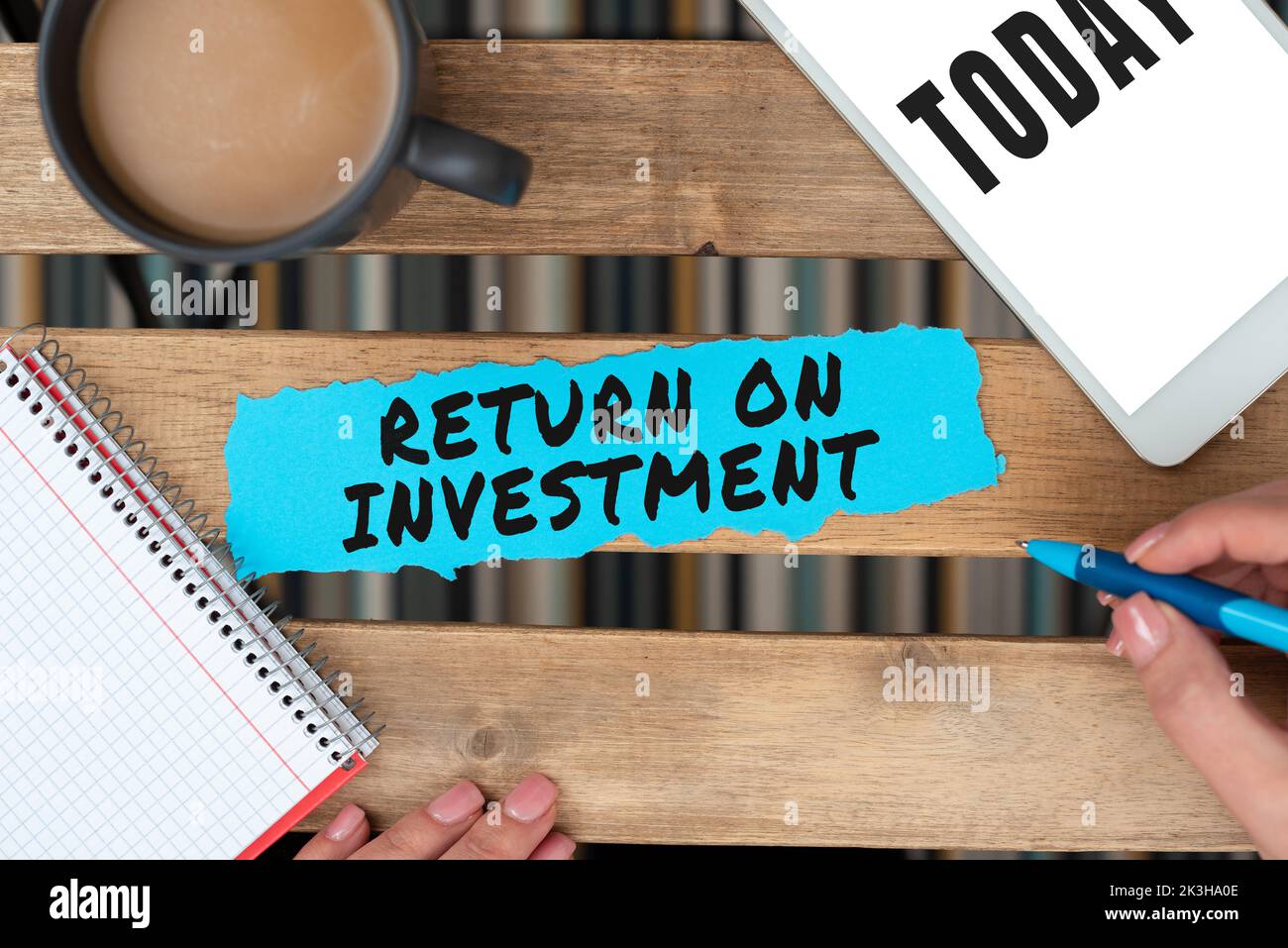 Text sign showing Return On Investment. Business showcase Ratio between ...