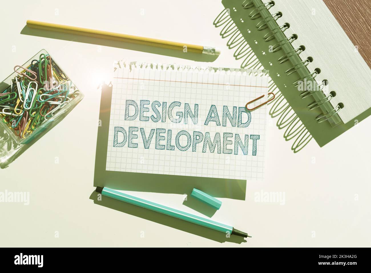 Writing displaying text Design And Development, Business concept ...