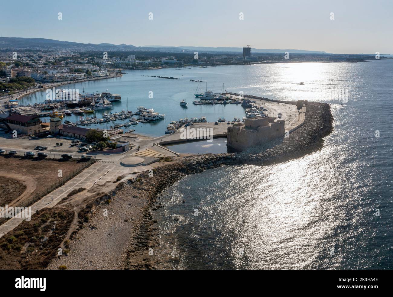 Aerial view of Paphos harbour and fort, Paphos, Cyprus Stock Photo - Alamy