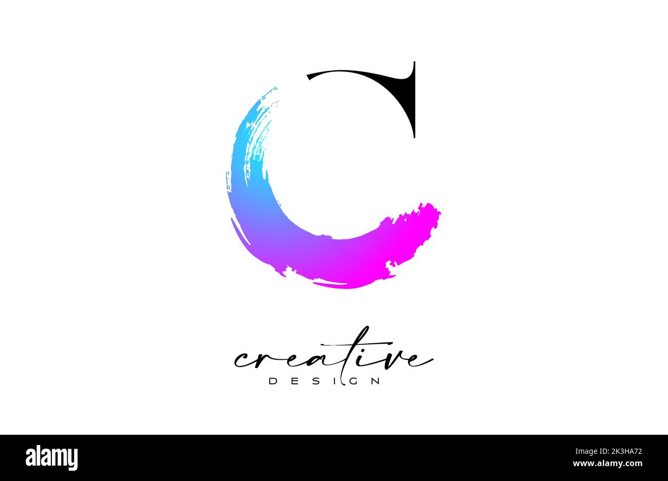 Brush Letter C logo desgn with Artistic Colorful Blue Purple Paintbrush ...