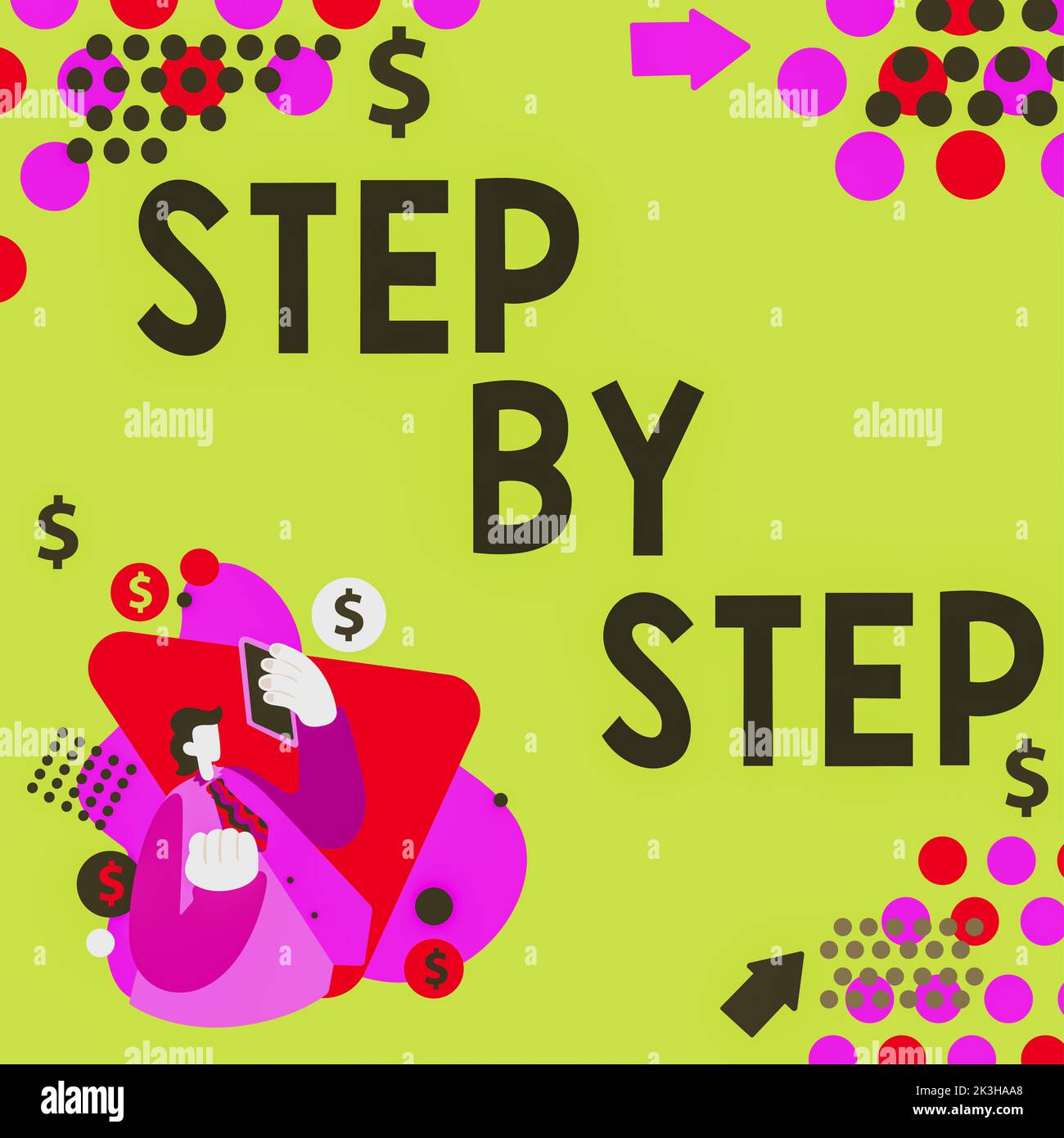 Hand writing sign Step By Step, Business concept Slow progress Road to ...