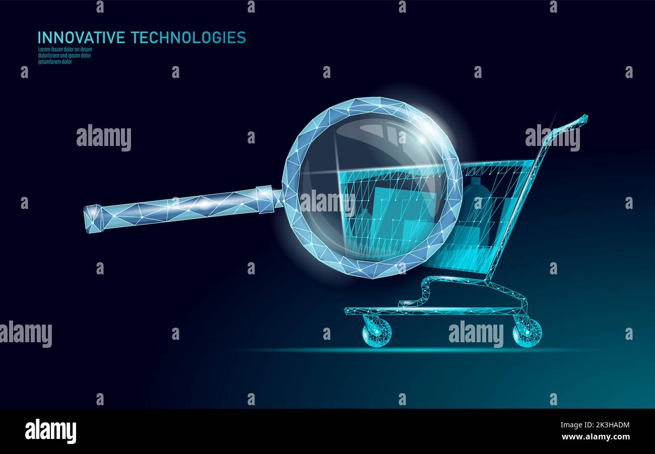 Shopping cart low poly design 3D. Online shop smartphone trade market ...