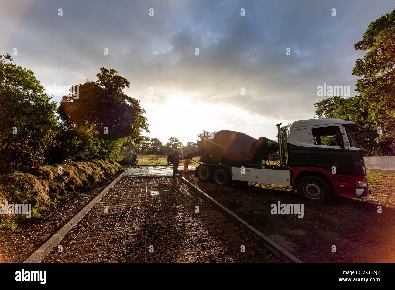 Early morning concrete pouring of a stable block slab. Seen as lacking ...