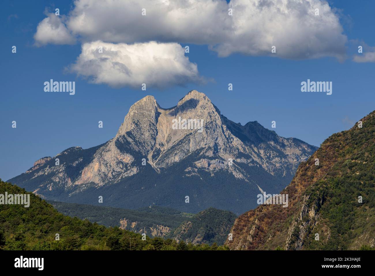 Pedraforca mountain seen from Sant Julià de Cerdanyola (Berguedà ...