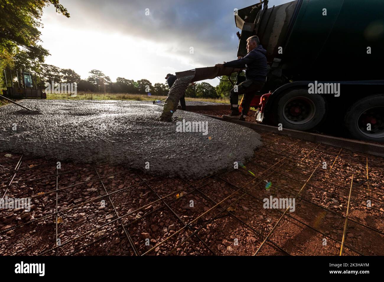 Early morning concrete pouring of a stable block slab. Seen as lacking ...