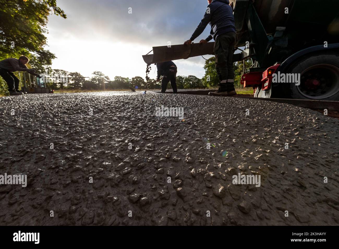 Early morning concrete pouring of a stable block slab. Seen as lacking ...