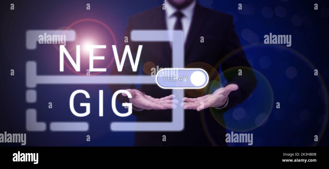 Text caption presenting New Gig, Business overview getting job ... Text caption presenting New Gig, Business overview getting job ...