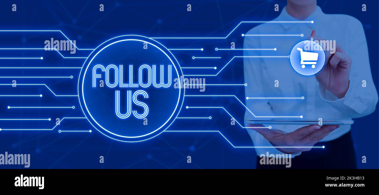 Conceptual caption Follow Us, Word Written on To invite a person or ...
