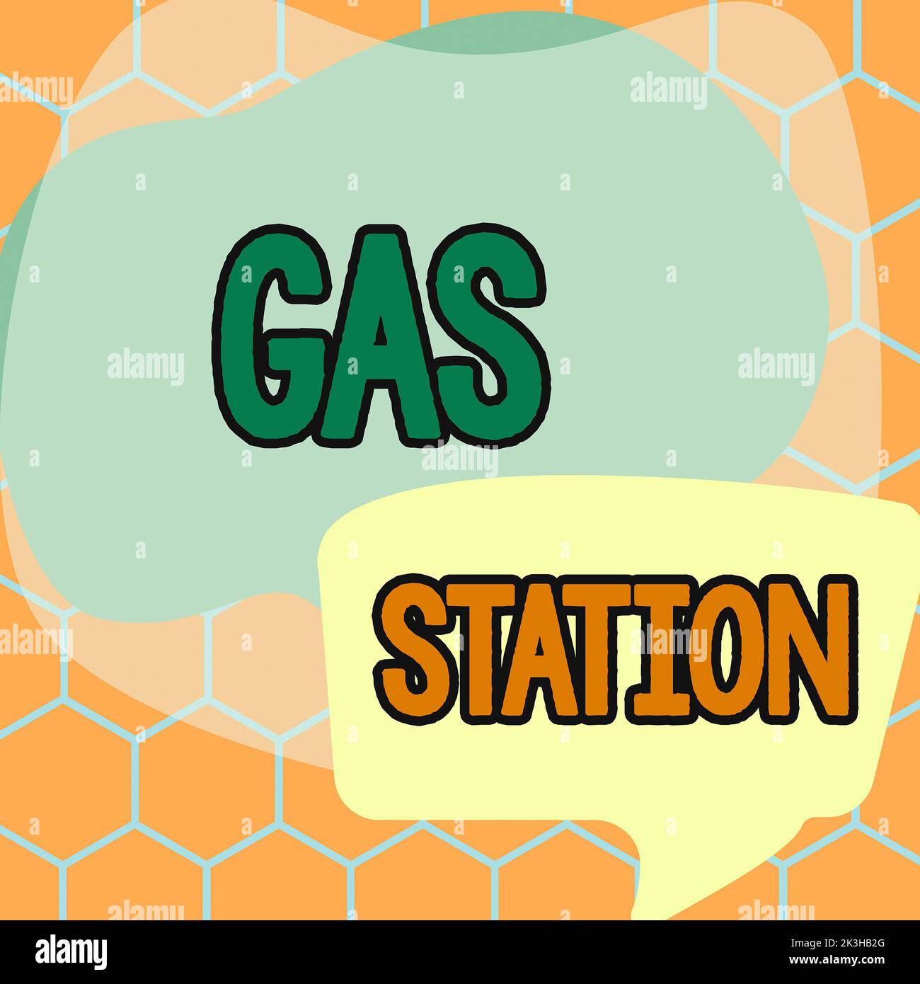 Text caption presenting Gas Station, Business concept for servicing ...