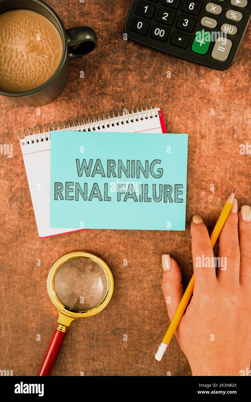 Conceptual display Warning Renal Failure, Conceptual photo stop ...