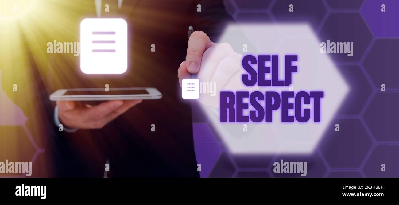 Conceptual caption Self Respect. Word for Pride and confidence in ...