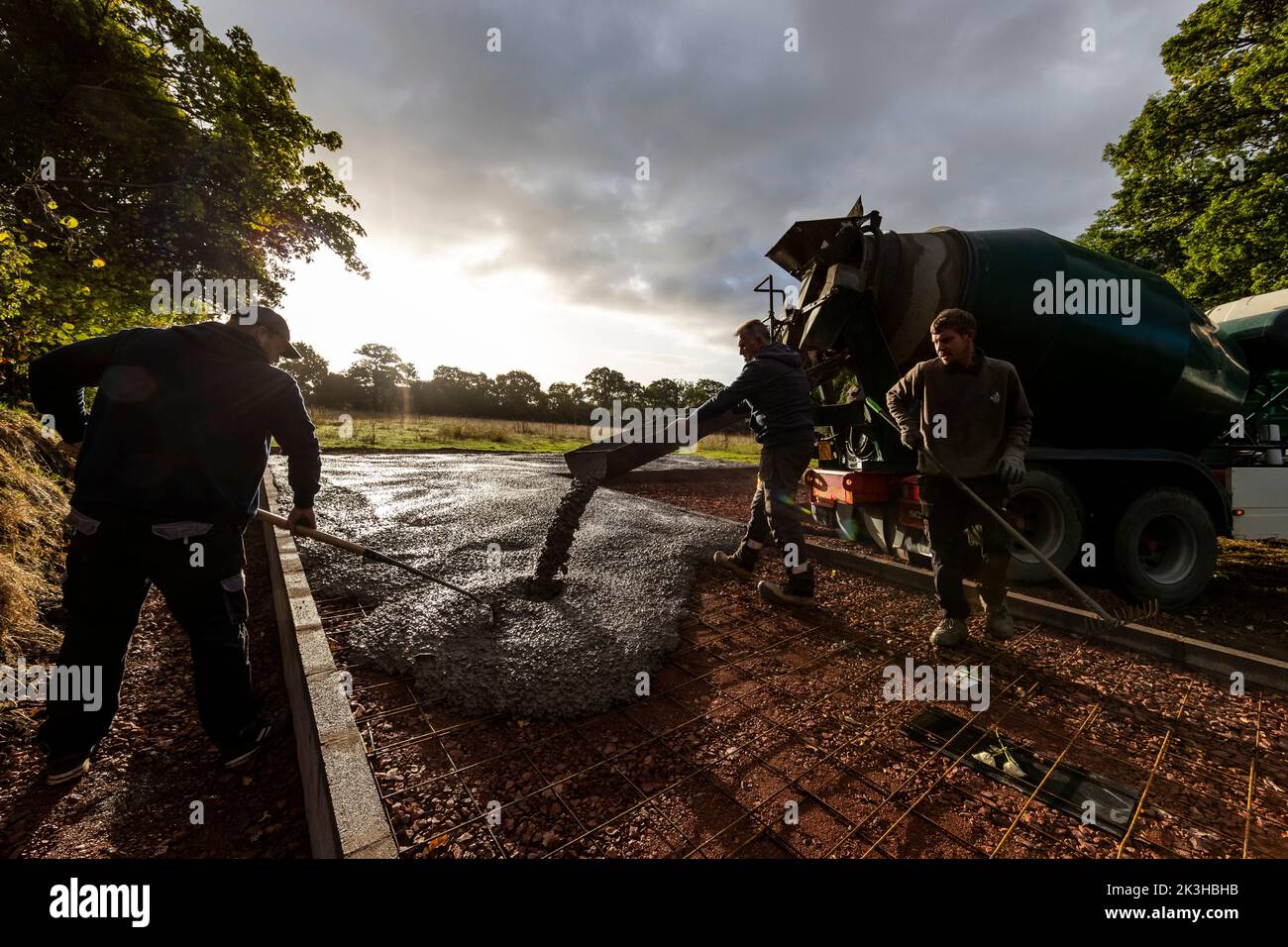 Early morning concrete pouring of a stable block slab. Seen as lacking ...