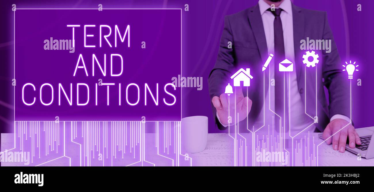Sign displaying Term And Conditions, Business concept Policies and ...