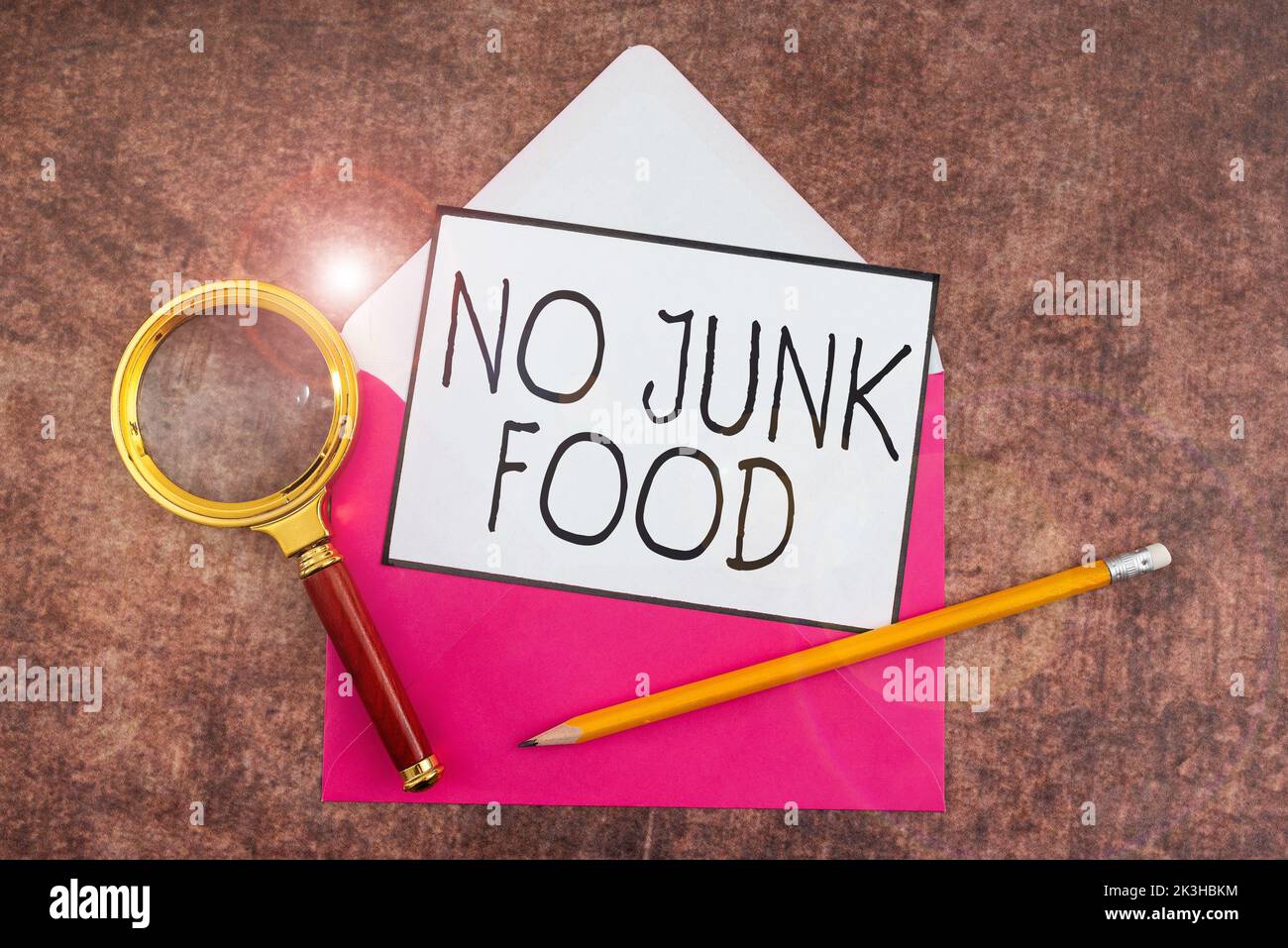 Text showing inspiration No Junk Food, Word for Stop eating unhealthy ...