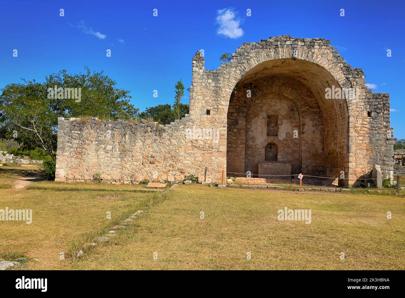 Ruins of the Spanish catholic church in the ancient Mayan city of ...
