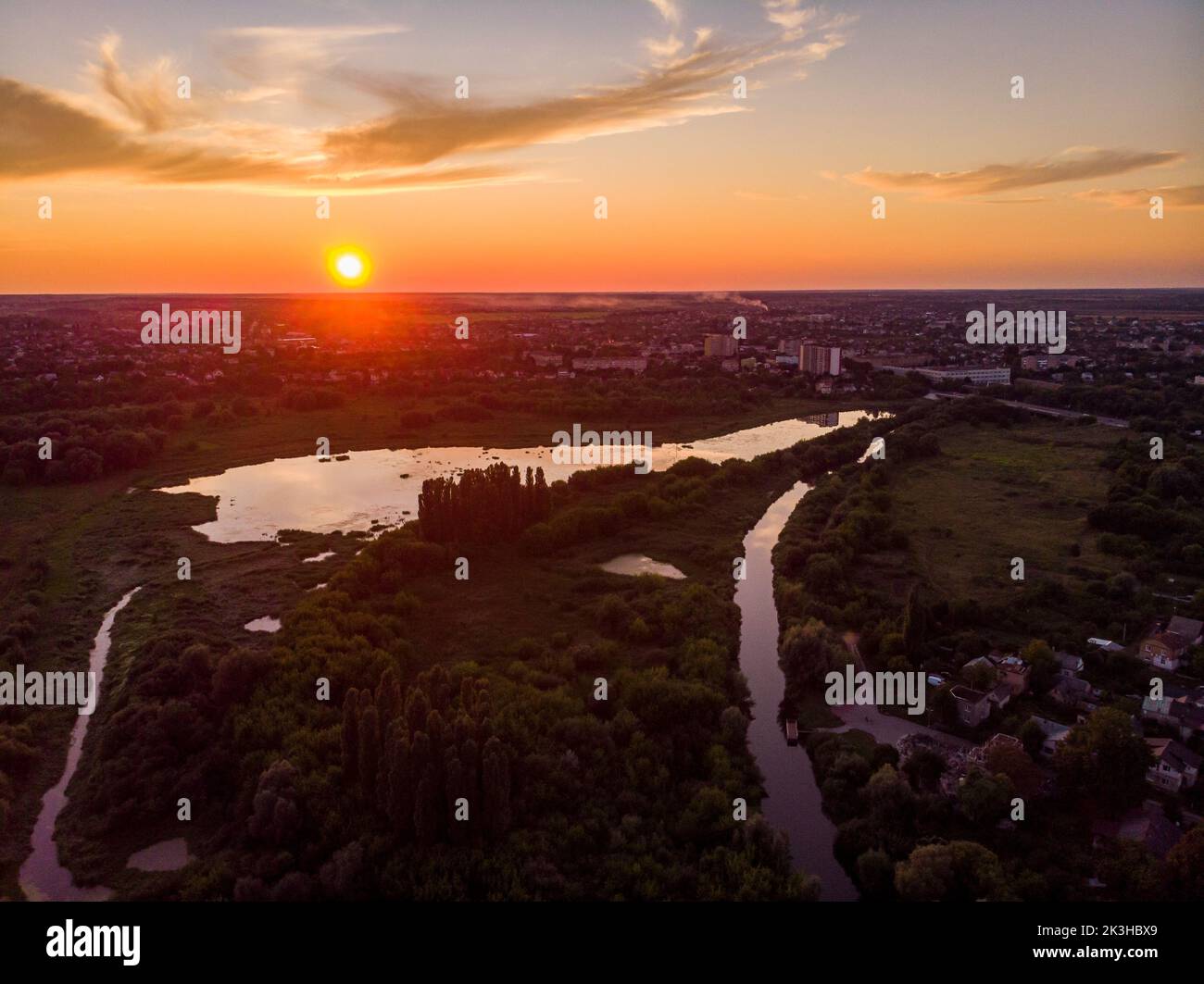 bird's eye view of the sunset Stock Photo - Alamy