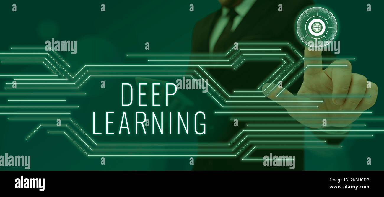 Hand writing sign Deep Learning. Internet Concept Hierarchical Abstractions Artificial ...