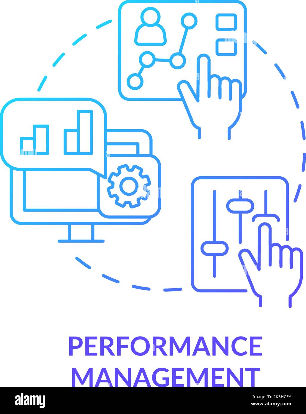 Performance management blue gradient concept icon Stock Vector Image ...