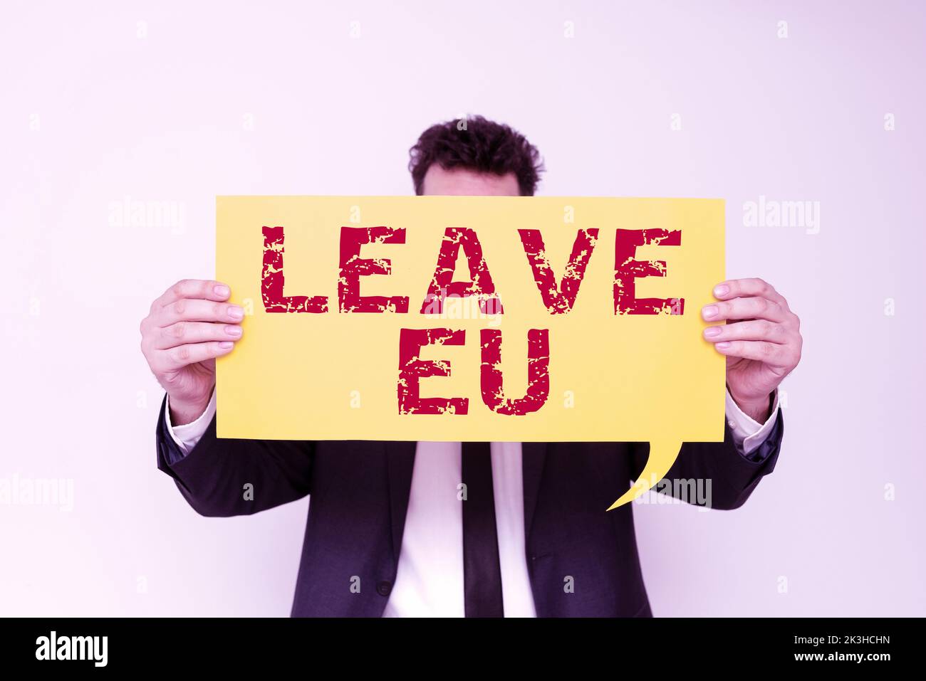 Conceptual caption Leave Eu. Business overview An act of a person to ...
