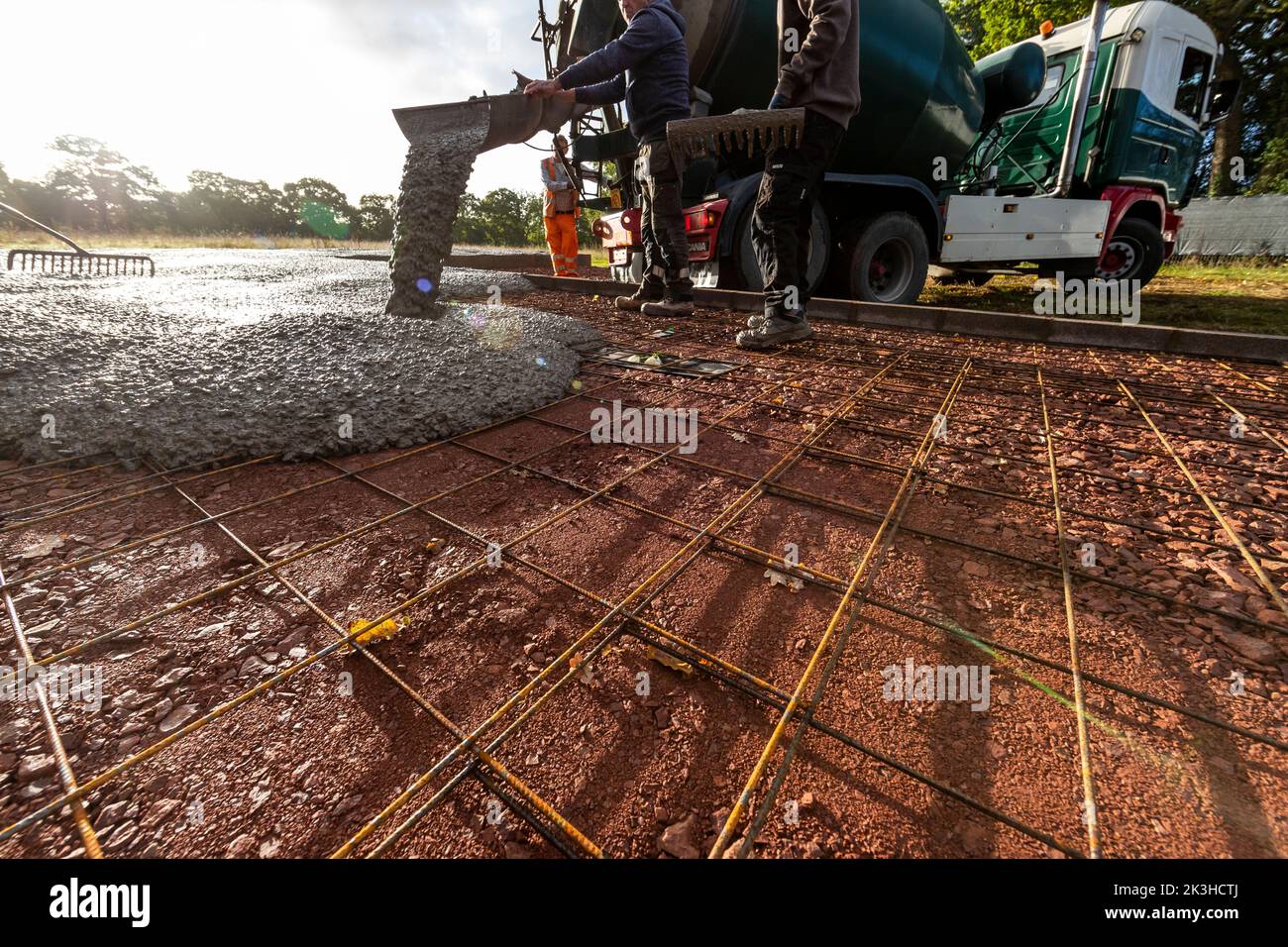 Early morning concrete pouring of a stable block slab. Seen as lacking ...