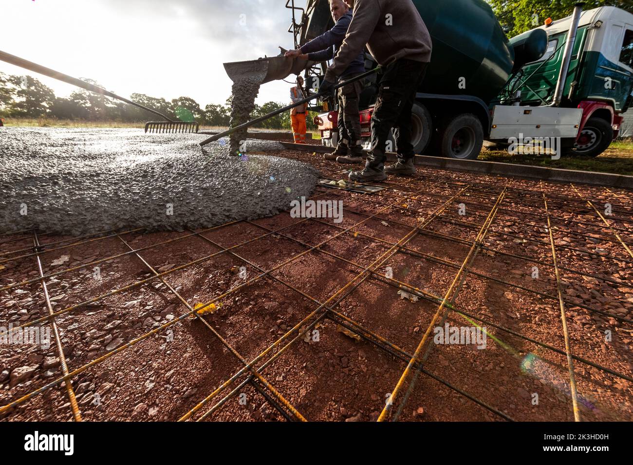 Early morning concrete pouring of a stable block slab. Seen as lacking ...