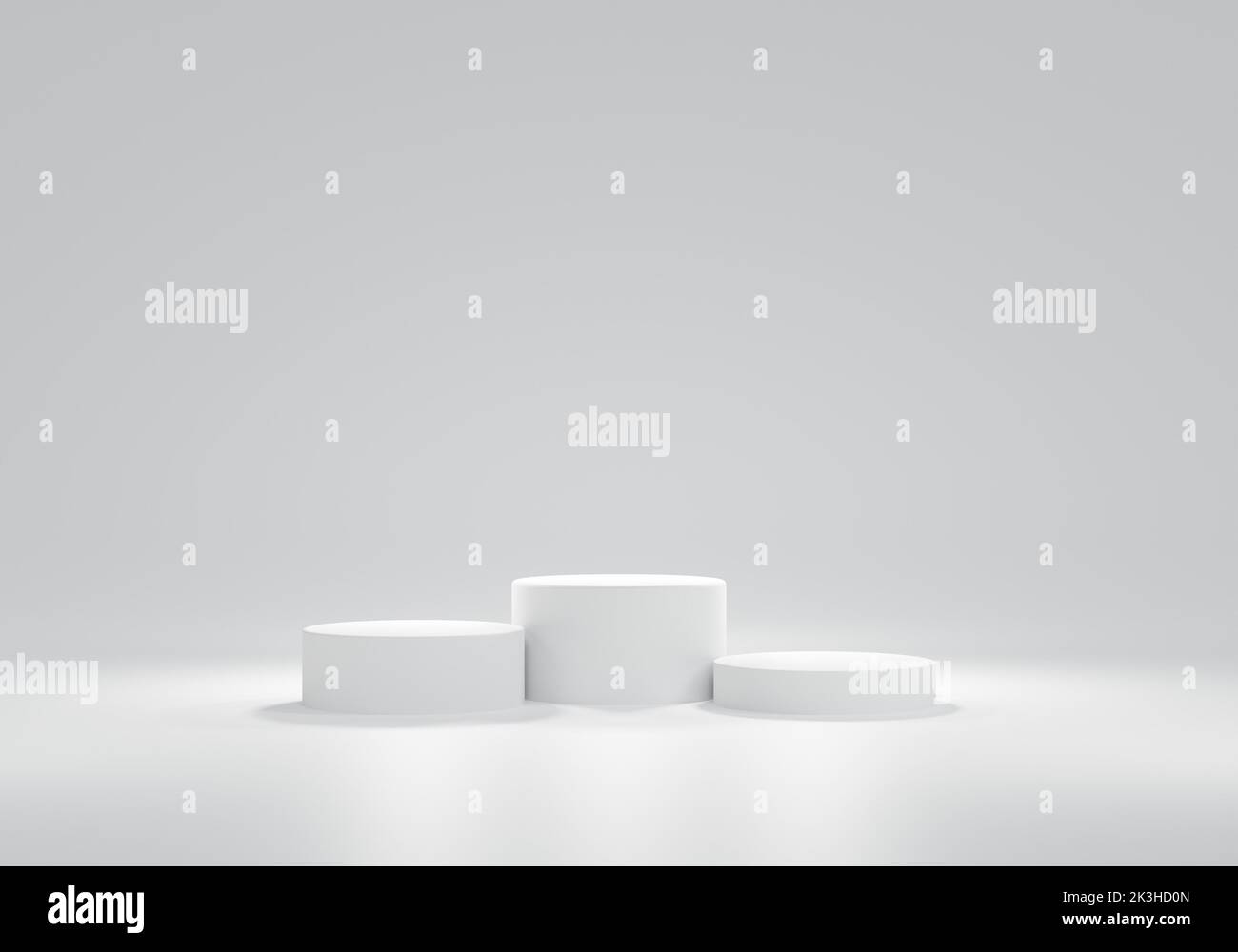three white circle podiums for ranking.for product advertisement or ...