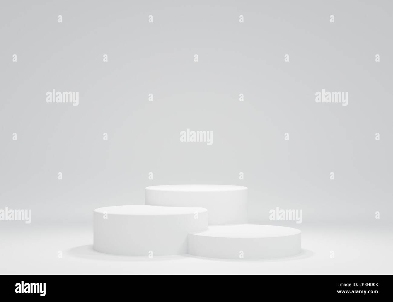Three podium arranged in ranking ladder white background. Product ...