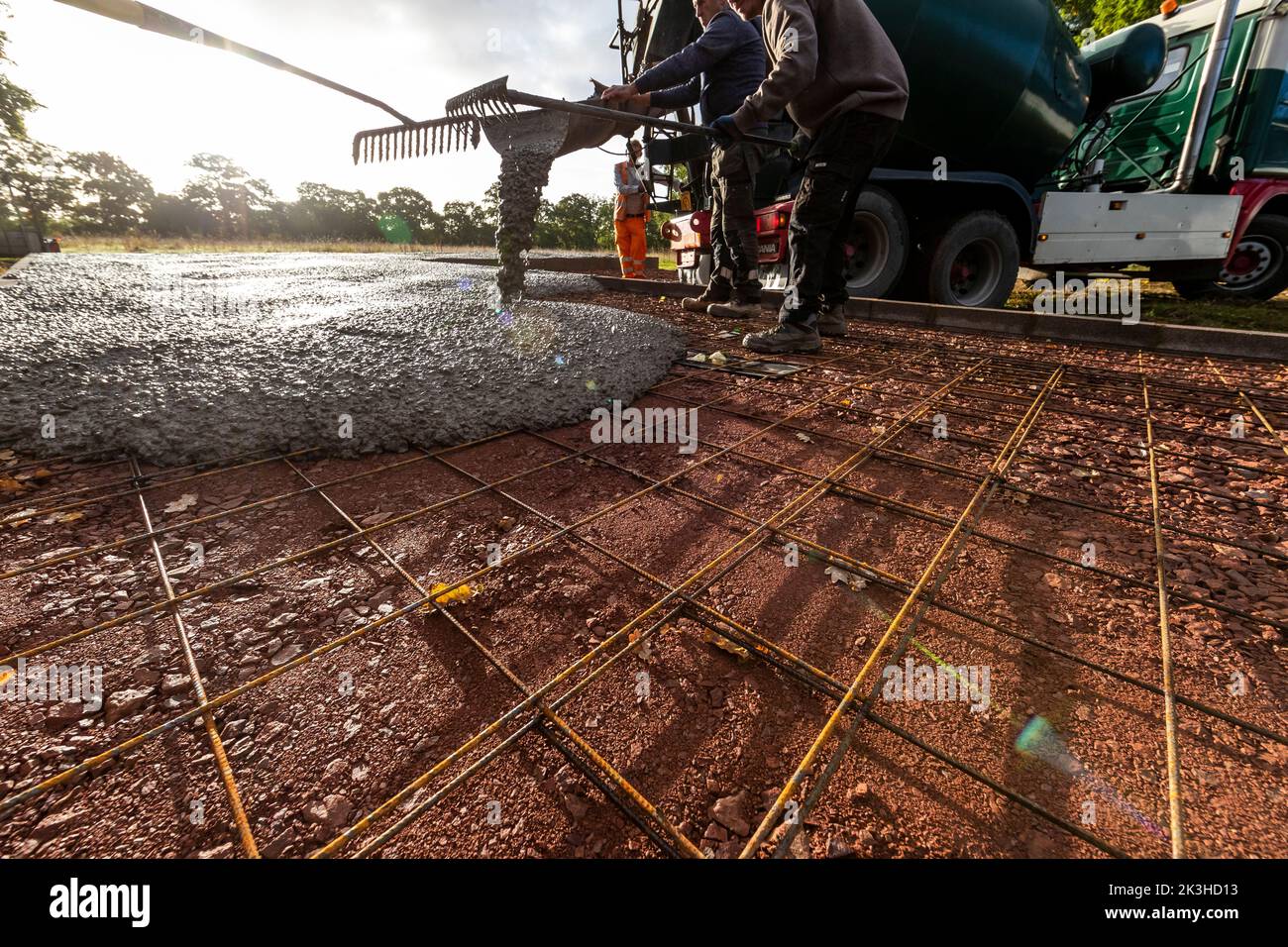 Early morning concrete pouring of a stable block slab. Seen as lacking ...