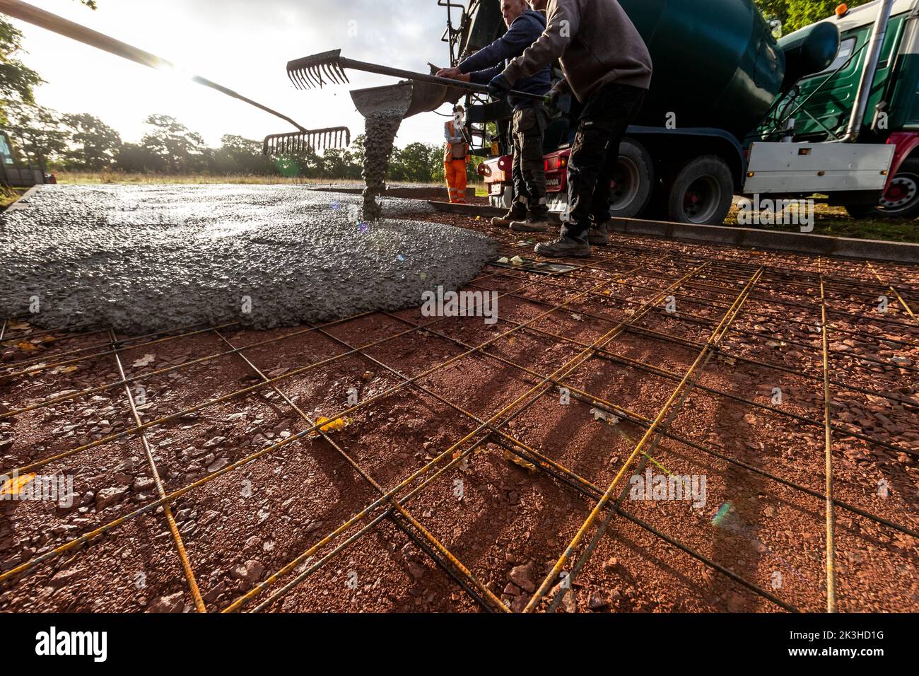 Early morning concrete pouring of a stable block slab. Seen as lacking ...