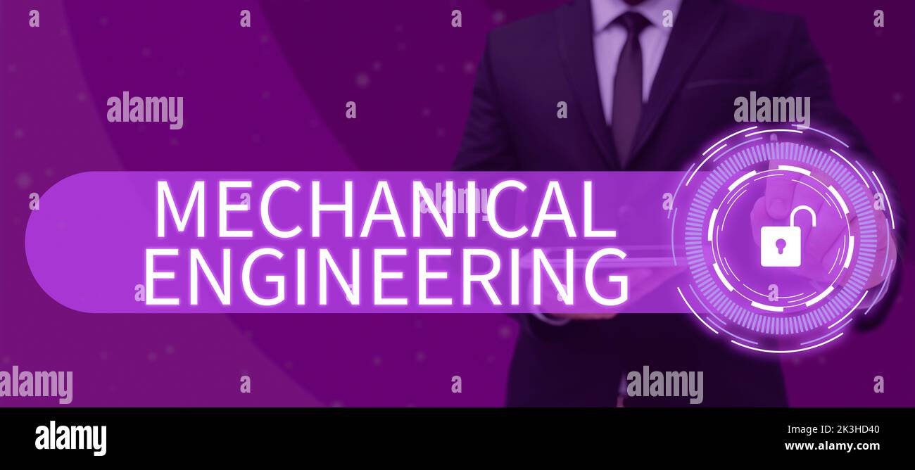 Text caption presenting Mechanical Engineering. Word for deals with ...