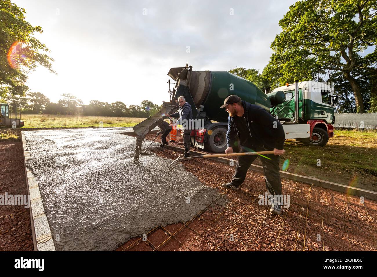 Early morning concrete pouring of a stable block slab. Seen as lacking ...