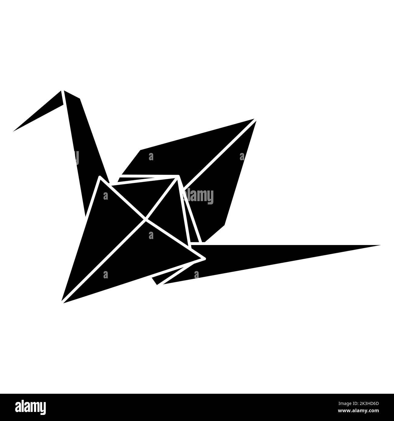 Origami crane vector silhouette illustration icon isolated on white ...