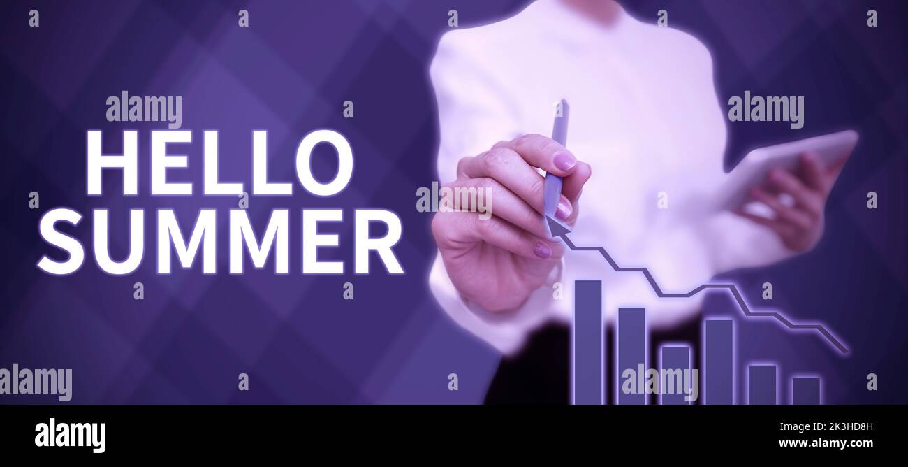 Writing displaying text Hello Summer, Business concept Welcoming the ... Writing displaying text Hello Summer, Business concept Welcoming the ...