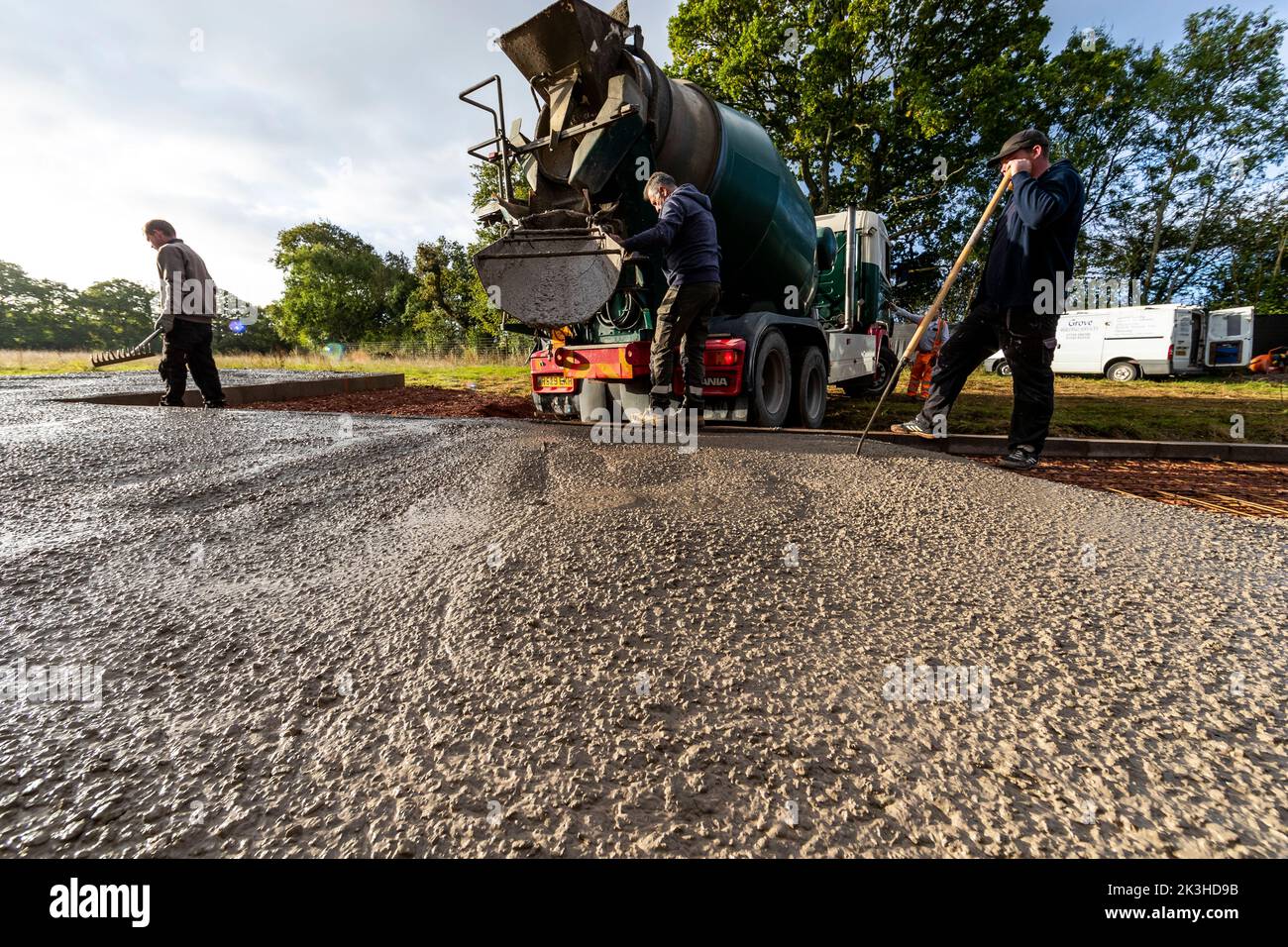 Early morning concrete pouring of a stable block slab. Seen as lacking ...