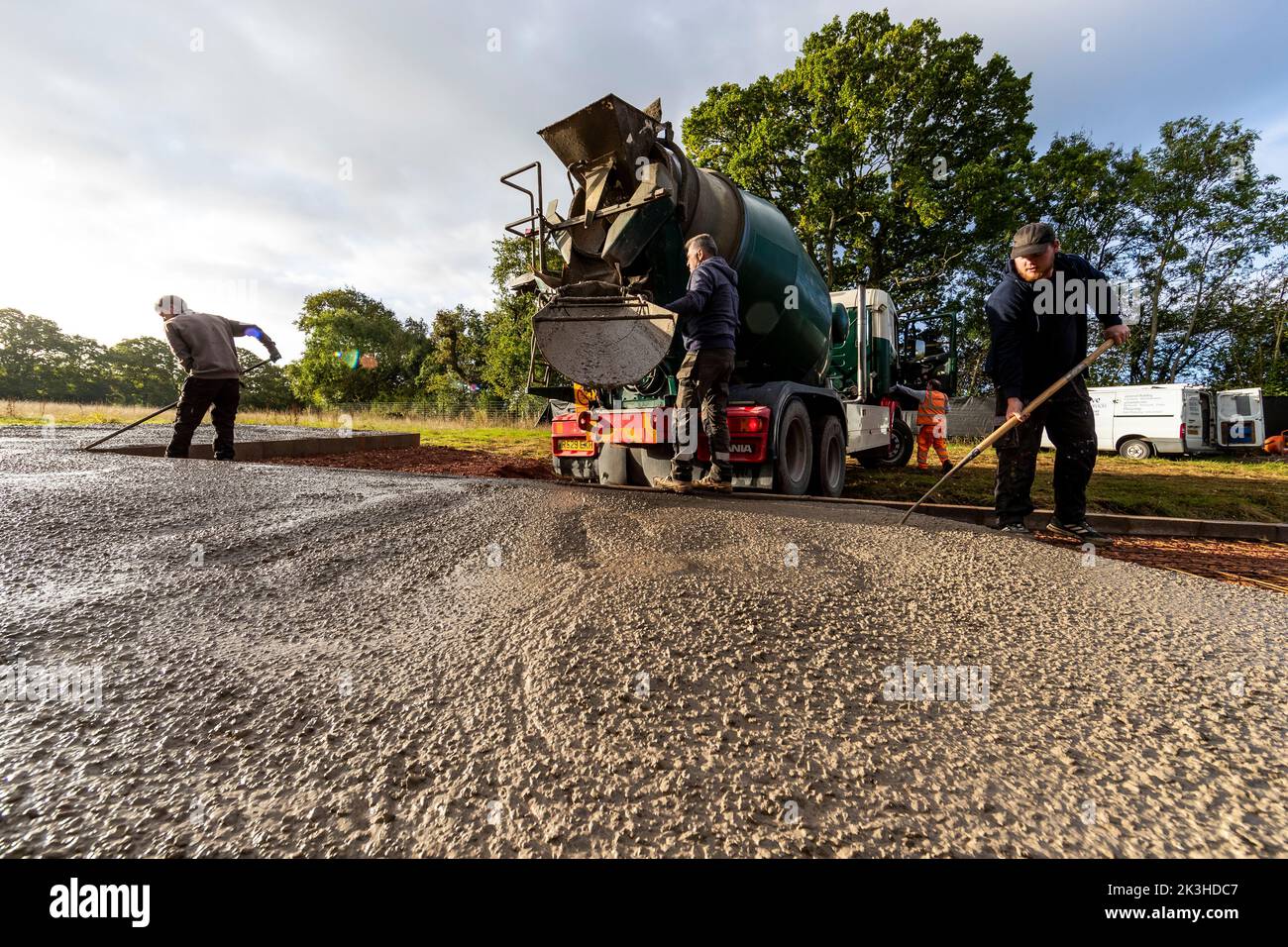 Early morning concrete pouring of a stable block slab. Seen as lacking ...