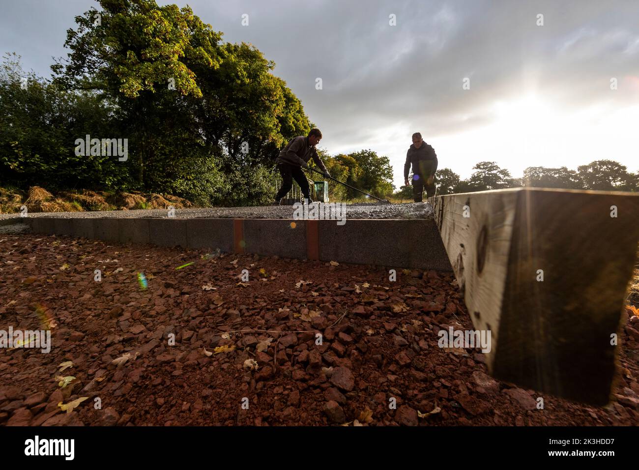 Early morning concrete pouring of a stable block slab. Seen as lacking ...
