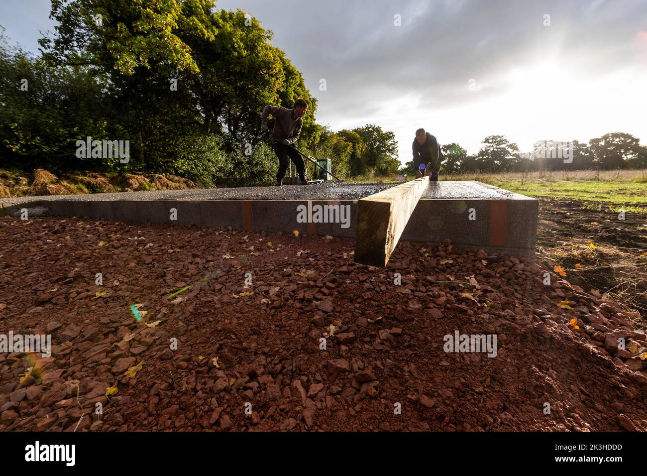 Early morning concrete pouring of a stable block slab. Seen as lacking ...