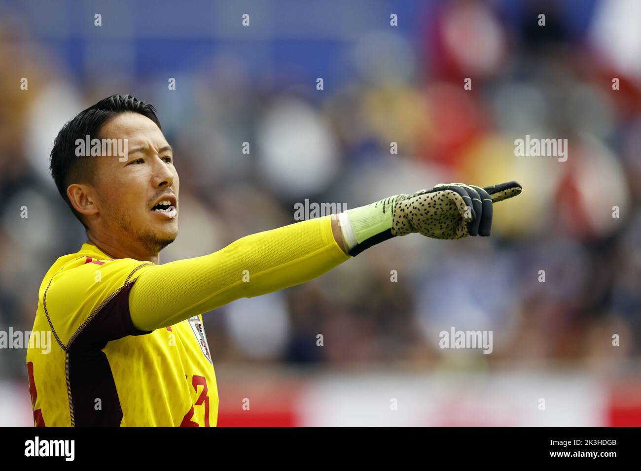 DUSSELDORF - Japan goalkeeper Daniel Schmidt during the International ...