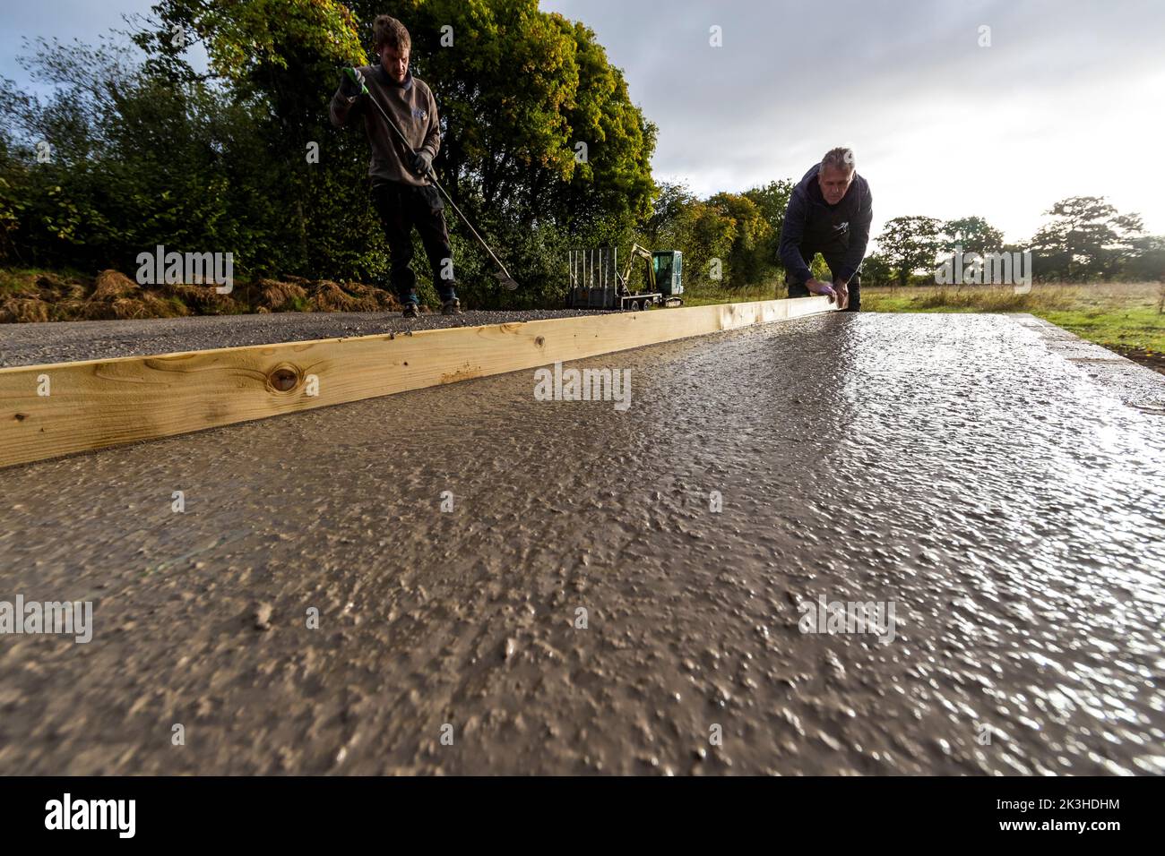 Early morning concrete pouring of a stable block slab. Seen as lacking ...