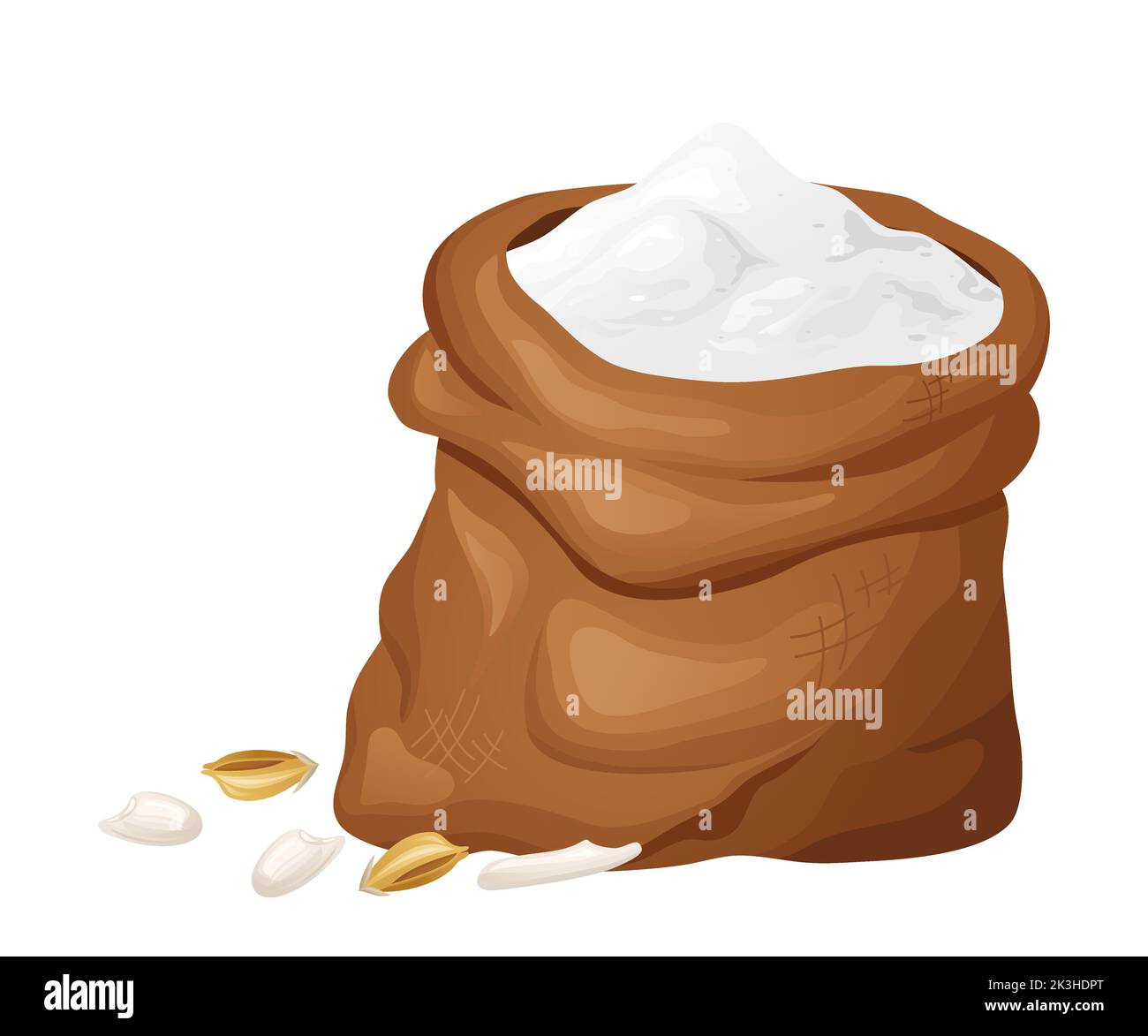 Rice flour in wooden bowl with seeds. Healthy gluten free food. Powed ...